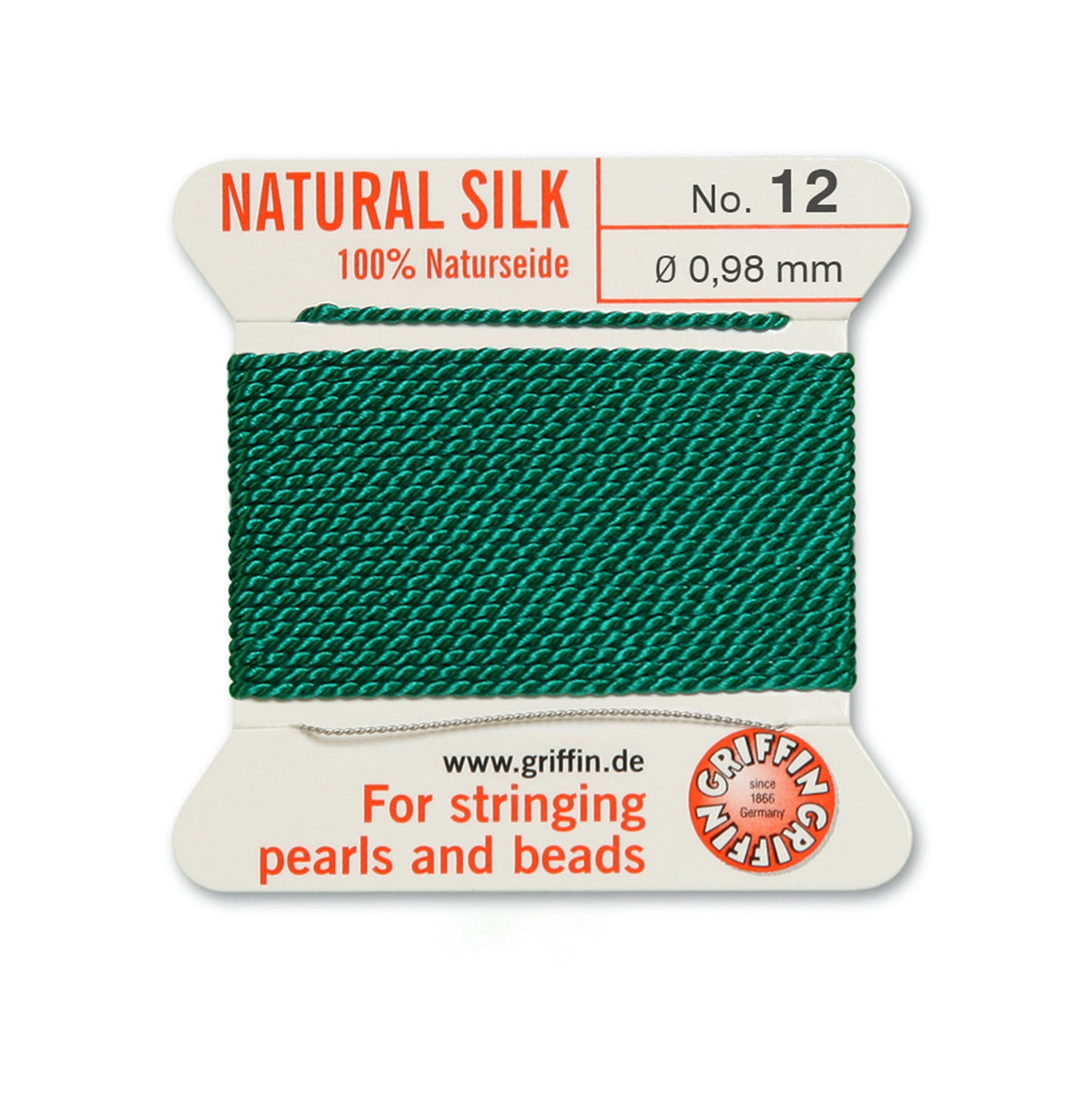 Griffin Green Silk No.12 0.98mm | Premium Bead & Pearl Stringing Thread