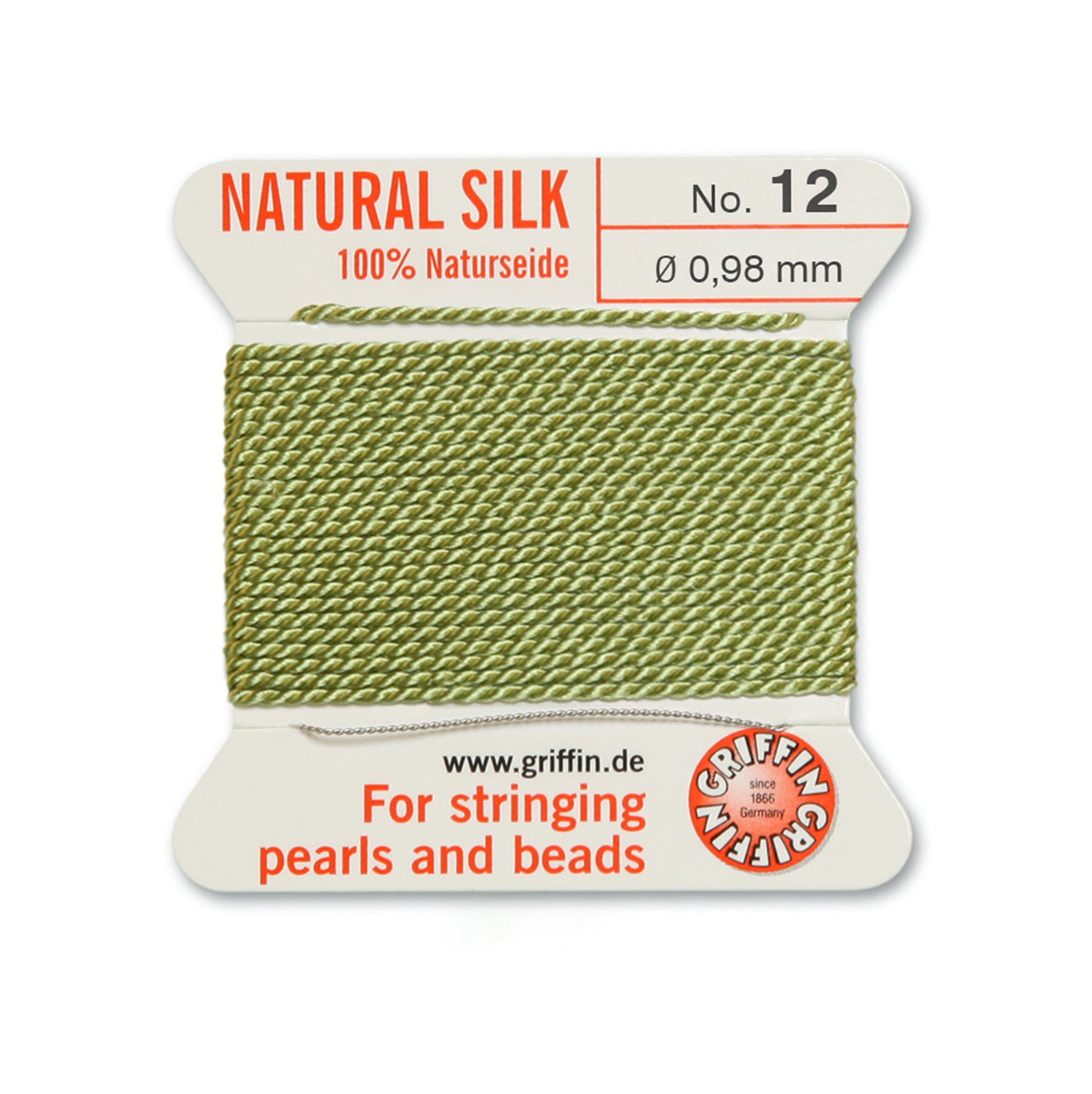 Griffin Jade Green Silk No.12 0.98mm | Superior Beading & Pearl ...